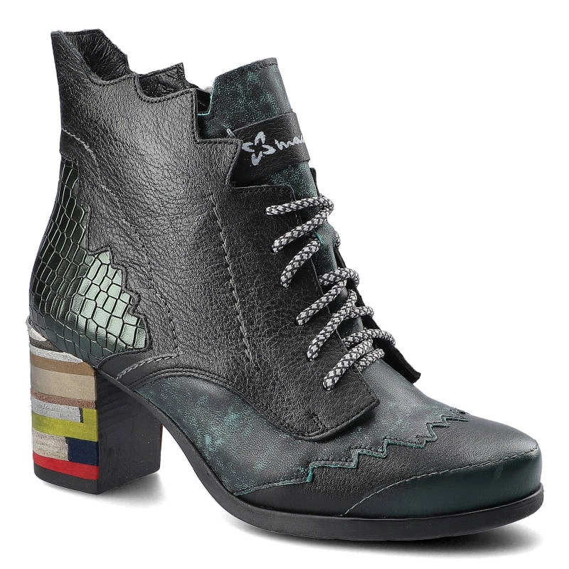 Zielone Botki Maciejka Damskie Buty Na Obcasie | ARMODO.pl