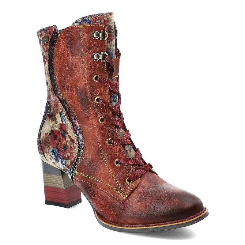 Czerwone Botki Laura Vita Eleganckie Buty Na Obcasie | ARMODO.pl