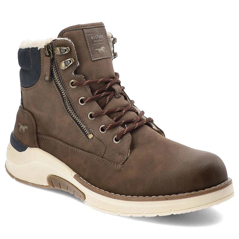 Brązowe Botki Mustang Męskie Wygodne Obuwie | ARMODO.pl